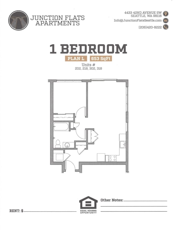 Floor Plans of Junction Flats and Landing in Seattle, WA
